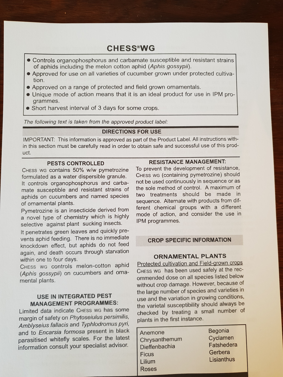 Chess WG Commercial Grade Aphid, Greenfly Killer. Very Effective ...